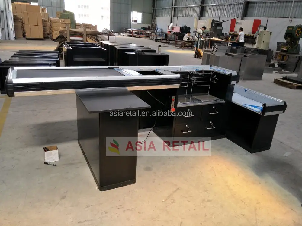 Supermarket Cash Register Stand with Conveyor Belt