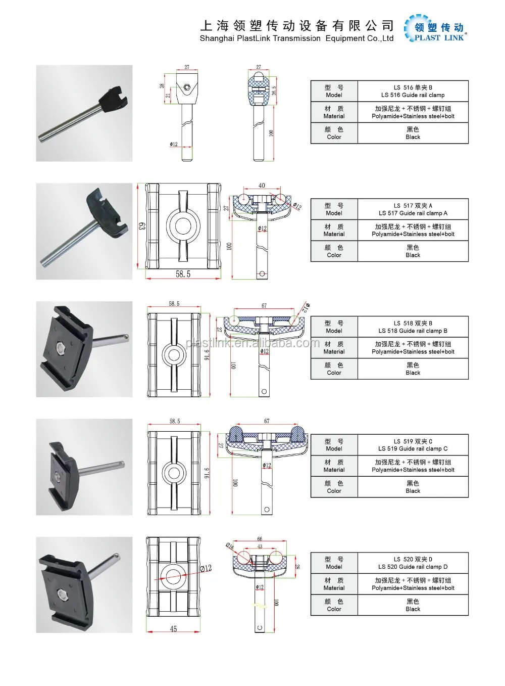 Adjustable Conveyor Side Guide Rail Double Clamp For Round Tube And Rod ...