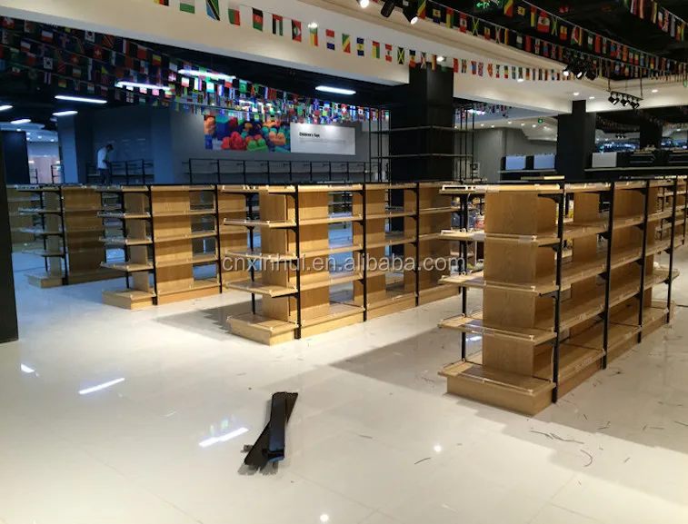 2018 Supermarket Wooden Gondola Shelving,Retail Shop Design Gondola ...