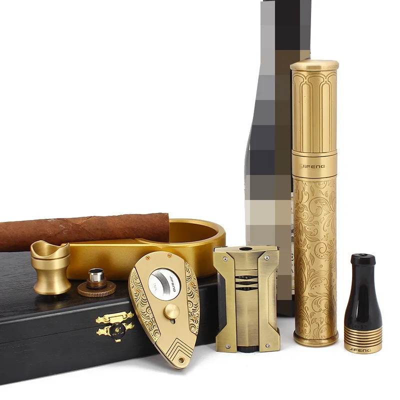 Cigar 6 Pieces Tools Set With Cigar Cutter Ashtray Tube Lighter Punch ...