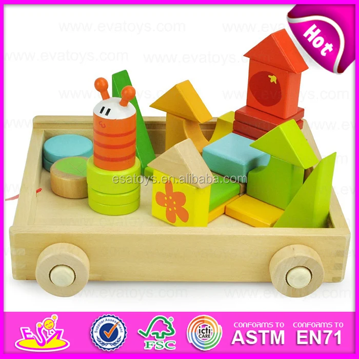 Blocks Trolly Wooden Educational Toy For Kids,Wooden Building Blocks ...