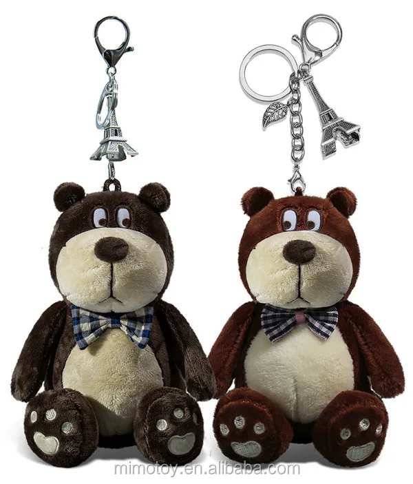 Various Stuffed Animal Head Plush Toy Dog Keychain / Keyring With Hat ...