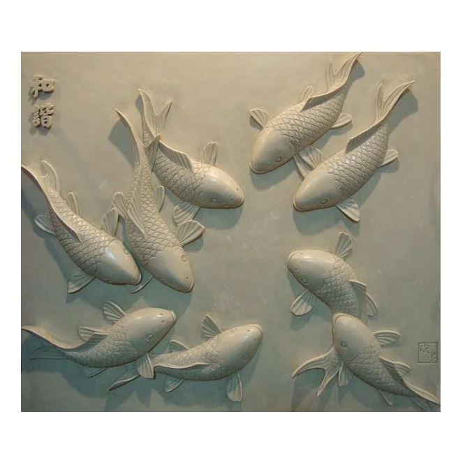 Stone Fish Wall Art Decor - Marble 3D Fish Sculpture