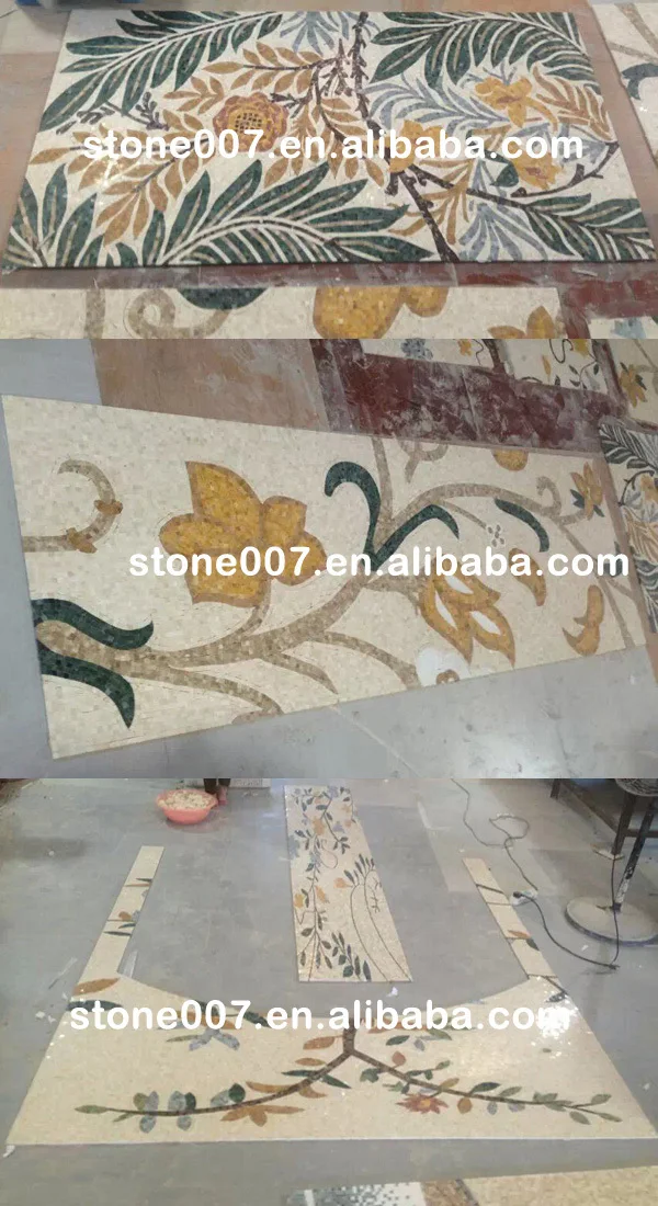 Natural Paving Stone Mosaic Flower Pattern,Fish Mosaic Floor Pattern ...