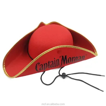 Mch-0010 Wholesale Halloween Costume Red Tricorn Felt Pirate Captain ...