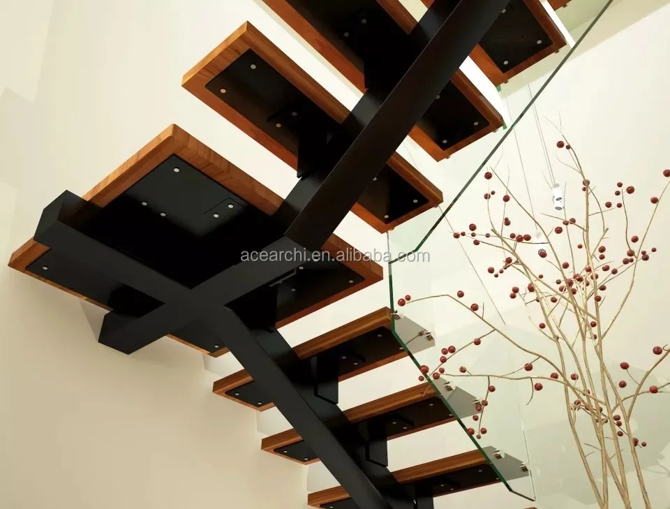 Manufactured Mono Stringer / Beam Steel Staircase With Stainless Steel ...