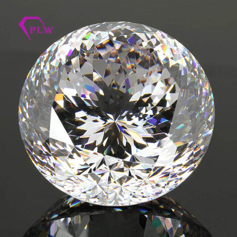 Over Than 100 Facets 50mm Big Size Round Diamond Cut Cubic Zirconia ...
