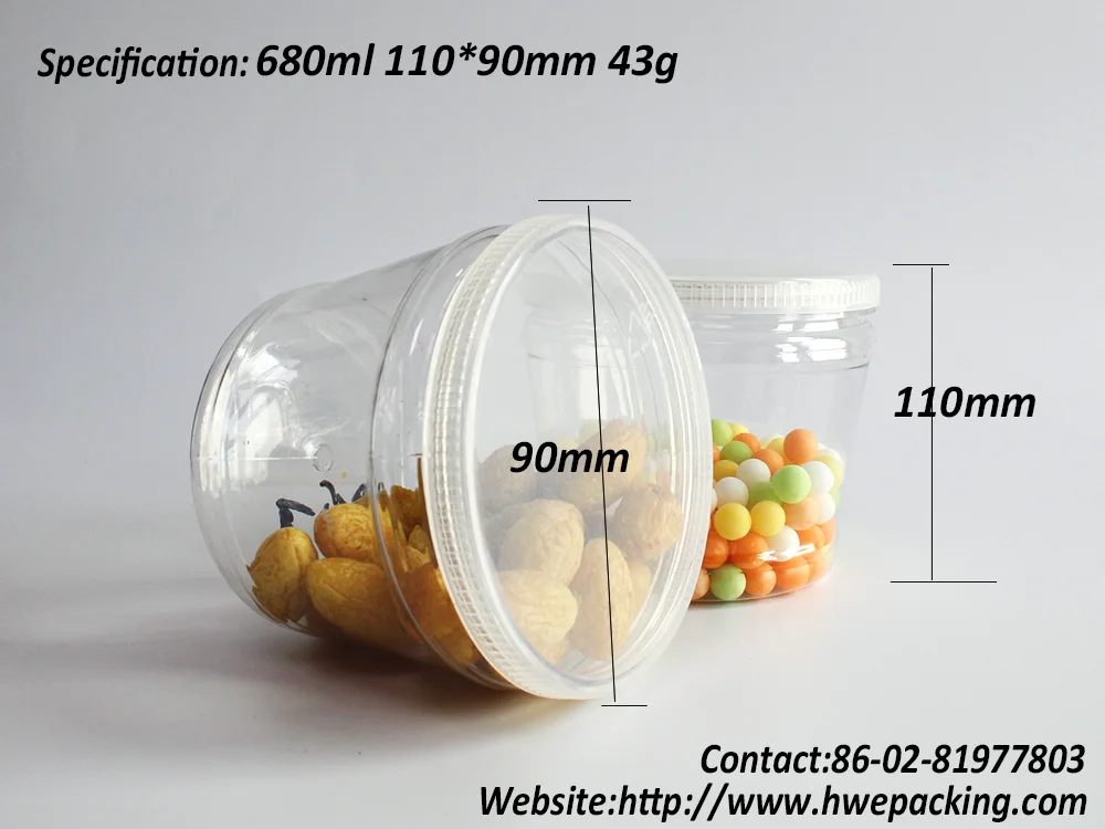 680ml Circular Truncated Cone Shape Packaging Round Container Clear ...