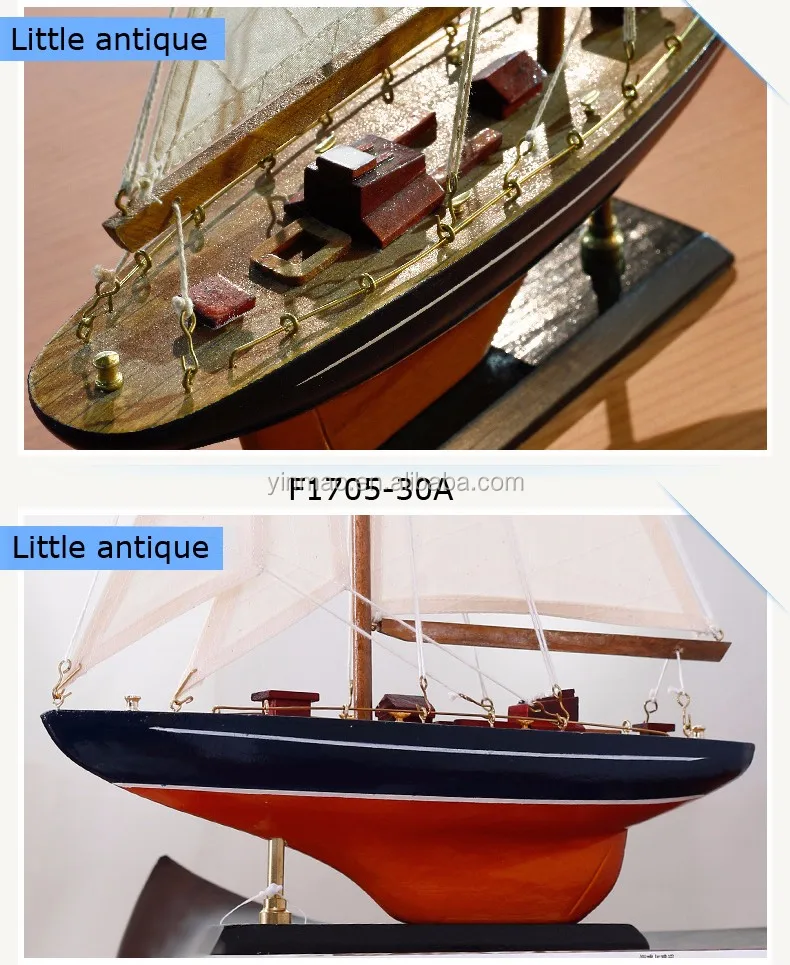 Set 3 Antique Finish Wooden Sailing Ship Model,30x7x42cm Boat Model ...