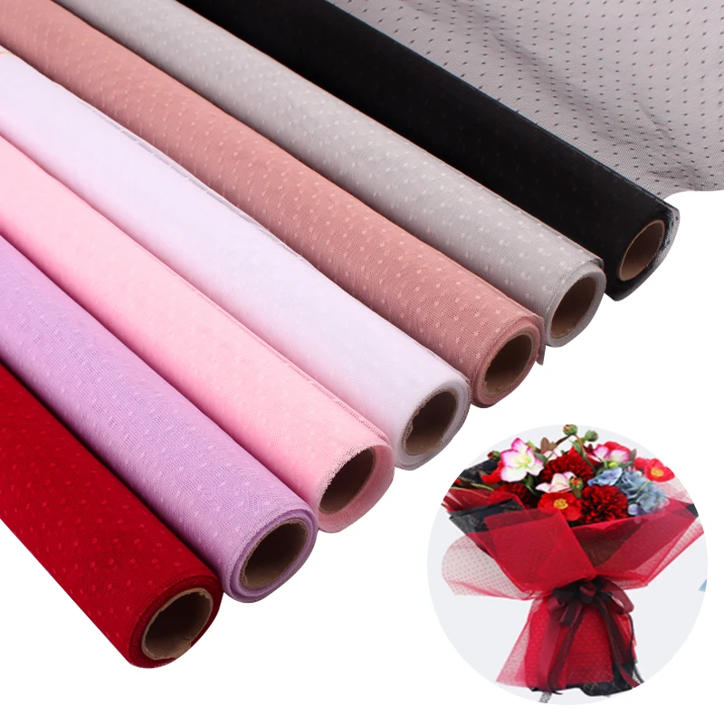 Snow Dot Cheap Poly Mesh Wrapping Wholesaler For Bouquet Flower Floral ...
