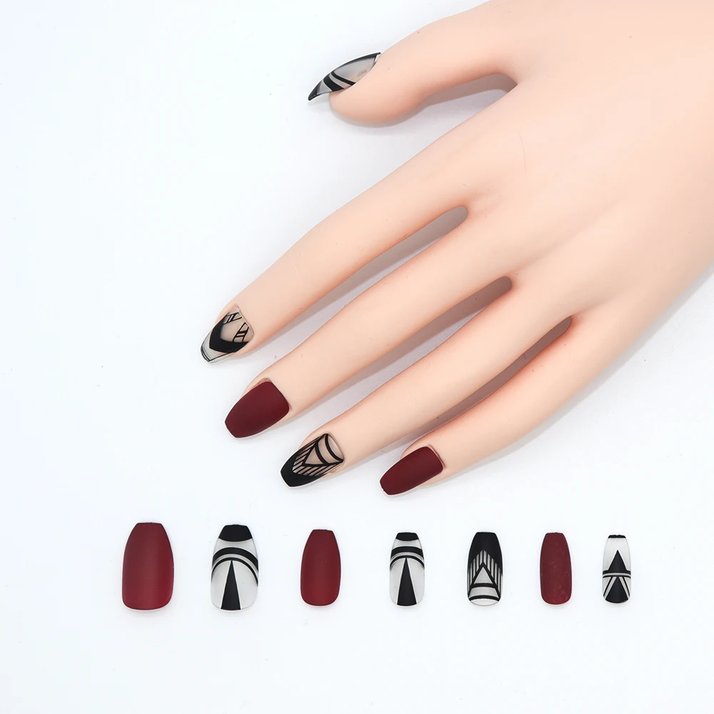 Yes Pre-designed Mrable Coffin Fake Nails Free Sample False Nails ...