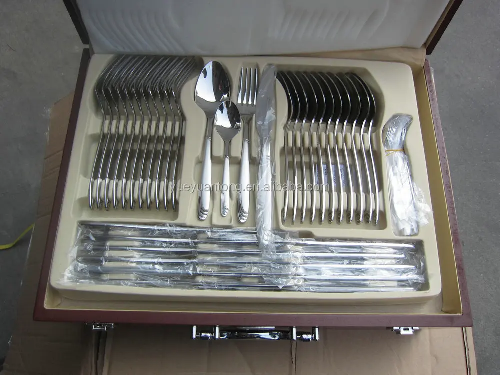 Classic Stainless Steel Cutlery Set Packing Wooden Box With Trays - Buy ...
