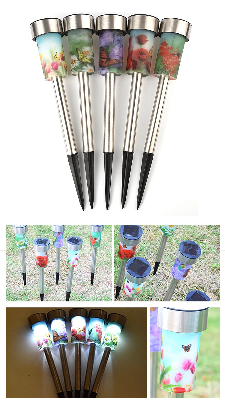 Rainbow Color Changing Lawn Path Lamp Solar Garden Stick Led Pathway ...