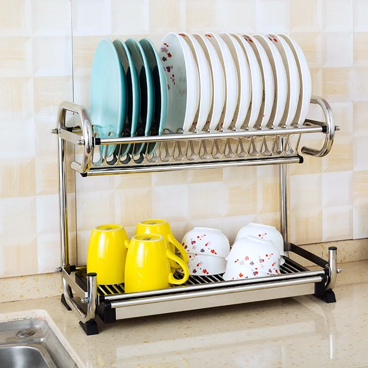 Wholesale Supplies 2 Tiers Stainless Steel Kitchen Cabinet Plate Rack ...