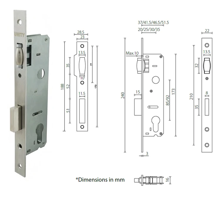 UNITY ML308507/309207 Roller Latch Mortise Lock - Secure & Durable