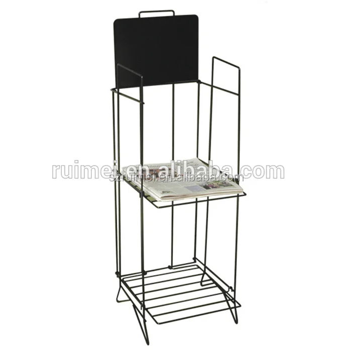 Customized Floor 2-tier Metal Wire Tabloid Newspaper Display Racks ...