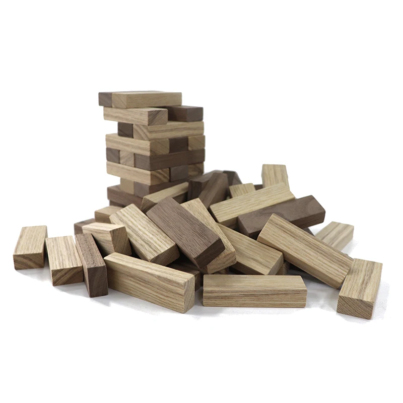 54 Pieces Pine Yard Timber Tower Block Stacking Game Original For ...