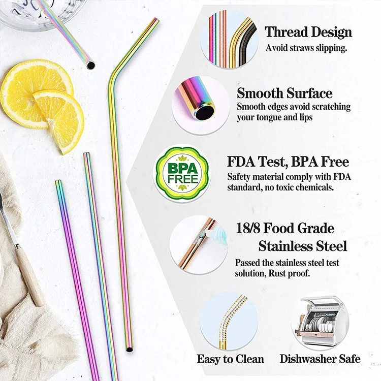 Custom Logo Straws Stainless Steel Reusable Drinking Straws Custom Logo ...