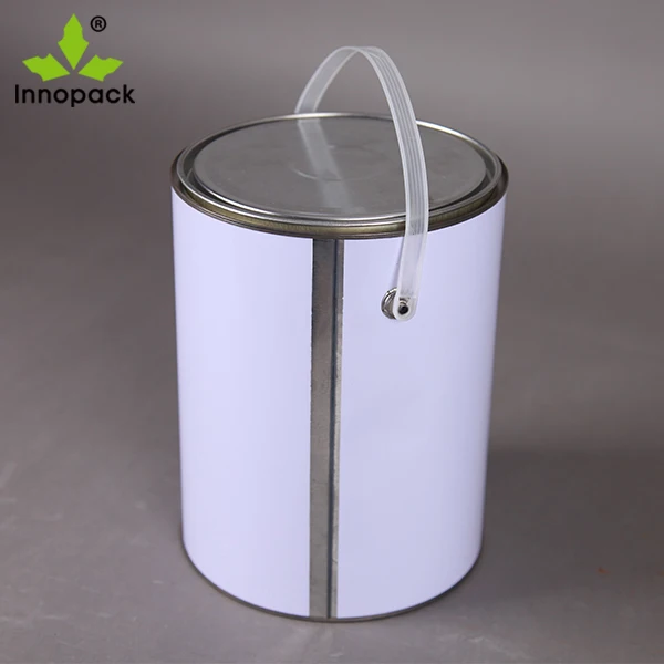 4 Litre Round Tinplate Paint Tin Can With Plastic Handle - Buy 4 Litre ...