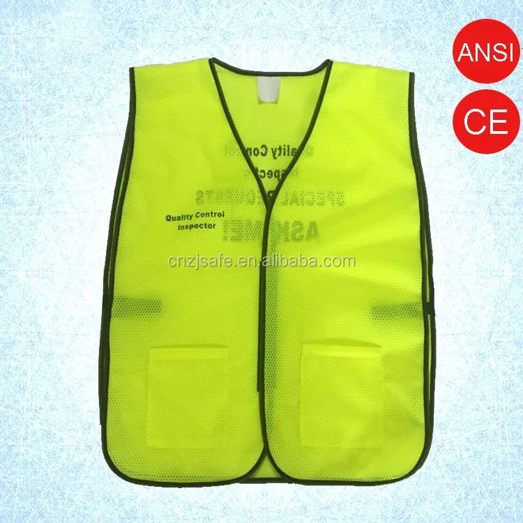 Quality Control Inspector Mesh Yellow Reflective Safety Vest - Buy ...