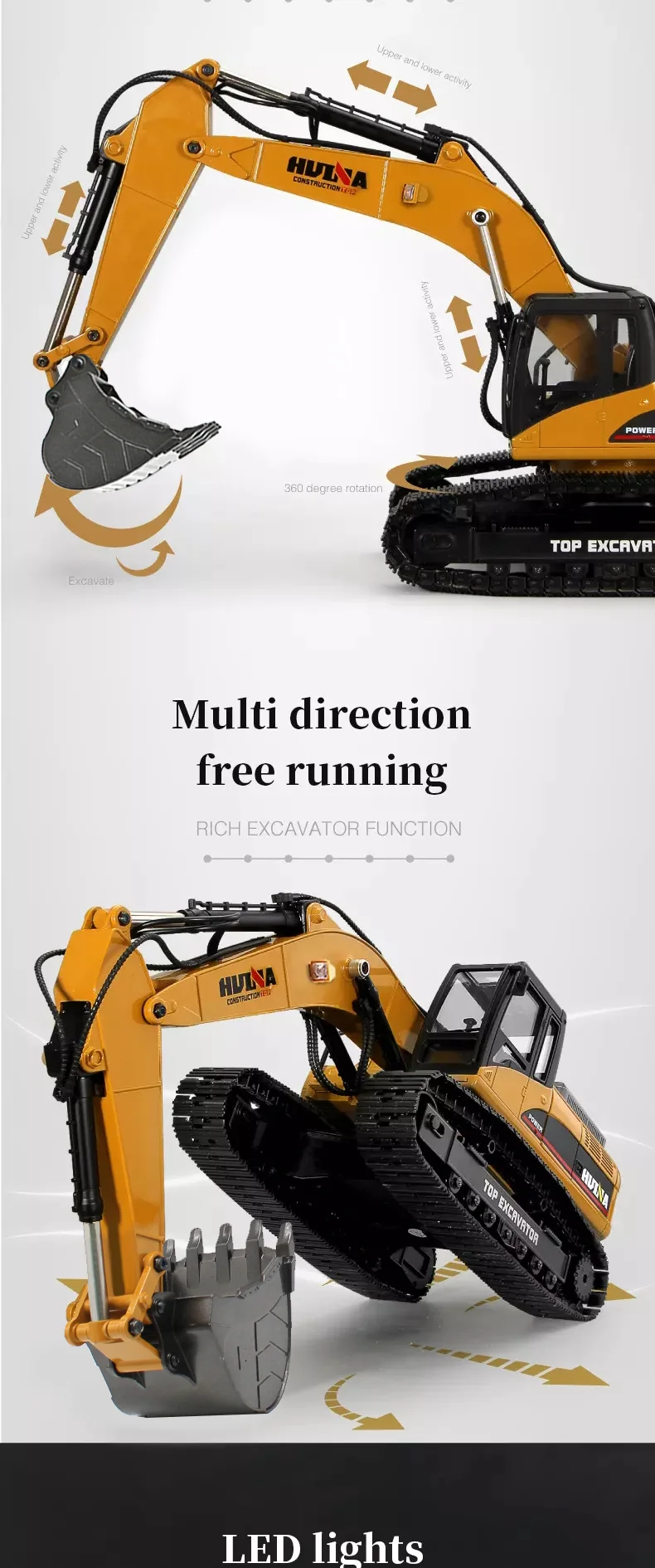 Huina Graafmachine 1580 580 Upgrade Versie 4 1:14 23ch Rc Full Metal Rc Graafmachine Huina ...