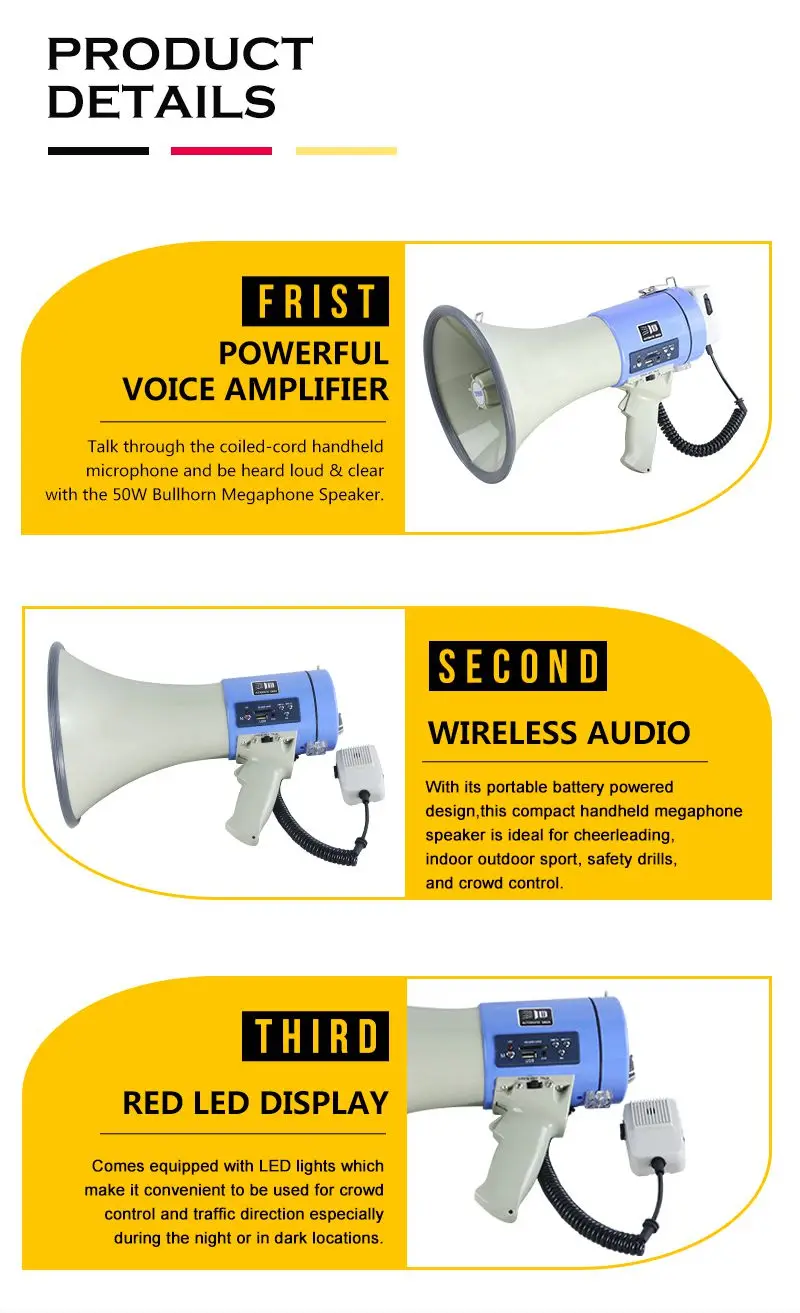 ER-66USB/SD 12V 50W Rechargeable Battery Powered Megaphone