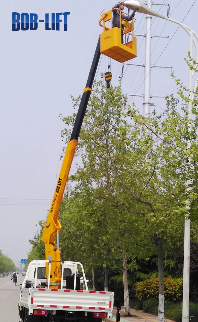 Telescopic Man Lifting Basket Crane For Truck - Buy Lifting Basket ...