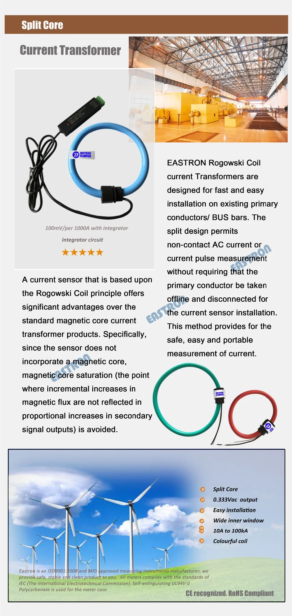 Eastron Esct-rc060~0300 Rogowski Coil Current Transformer,Split Core,0 ...