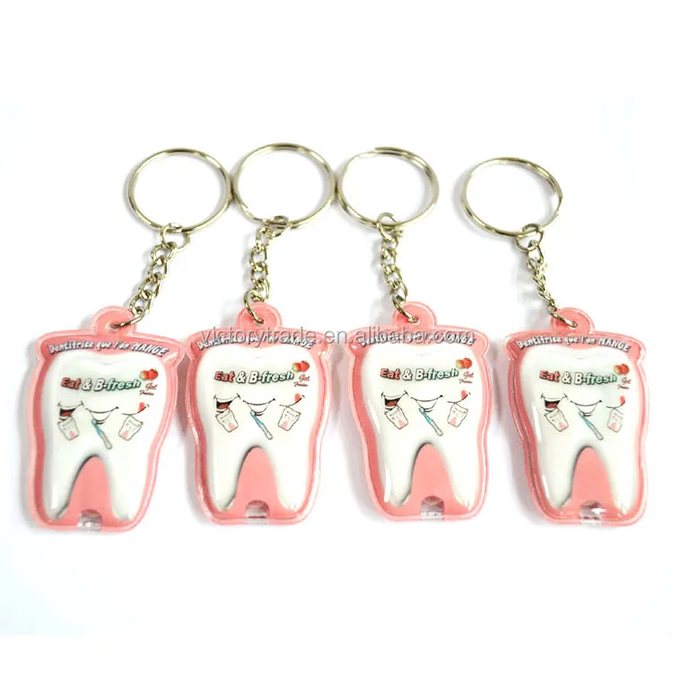 V-tk02 Promotion Soft Pvc Mini Tooth Shape Led Light Keychain/key Ring ...