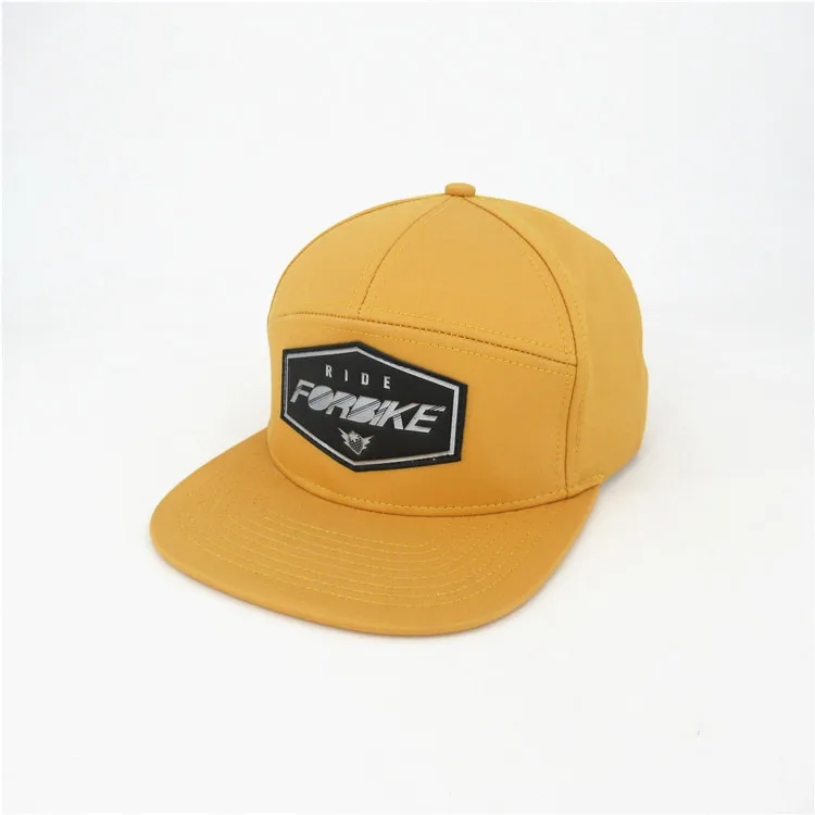 Custom 7 Panel Snapback Cap with Leather Patch - Adult Casual