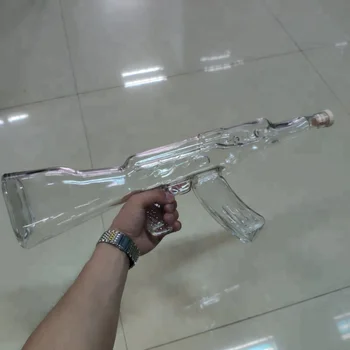Factory Wholesale Artwork 800ml Ak 47 Gun Shaped Glass Bottle With Cork ...