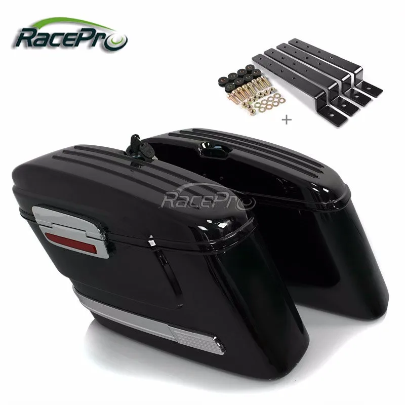 Universal Chopper Hard Saddle Bags Motorcycle Side Panniers With ...