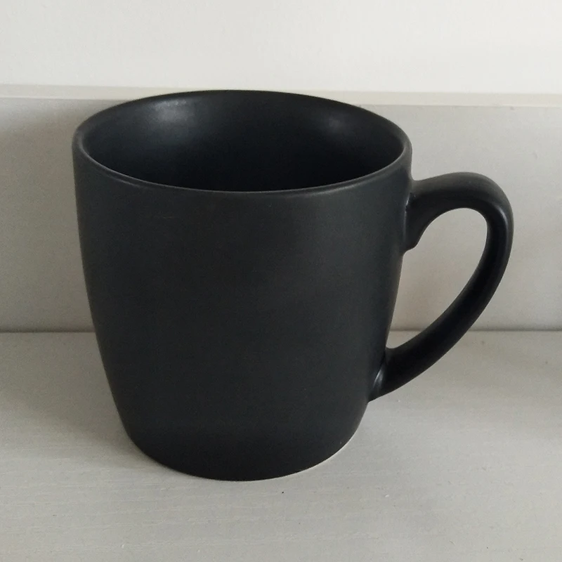 Fda Approved Stoneware Inner White Outside Matte Black Mug - Buy Black ...