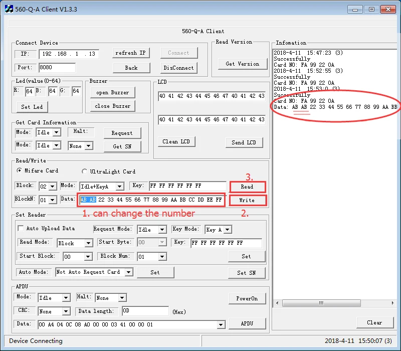 13.56mhz RFID IC Chip Card Reader and Writer with Wifi