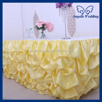 Sk002a Wedding Hot Sale Yellow Satin Ruffled Table Skirting - Buy ...