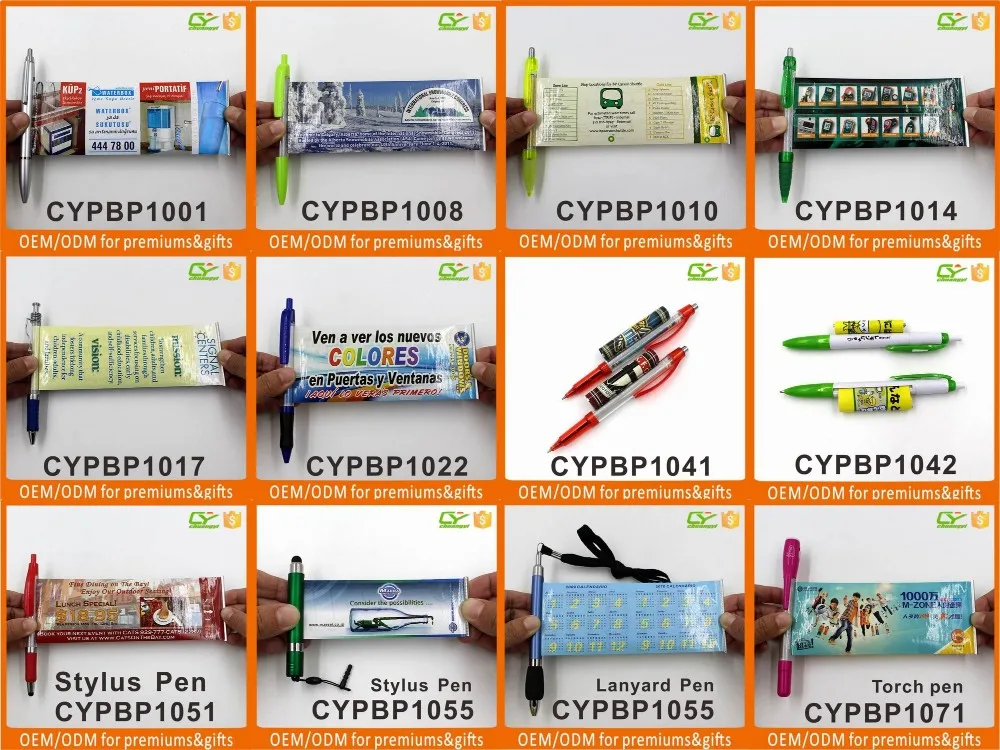 Promotional Info Pen Retractable Pull Out Banner Pen Paper Roll Pen ...