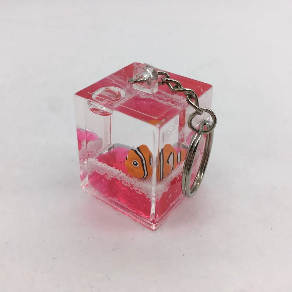 Floating Keychain With 3d Floater Novelty Keyring Liquid Oil Water ...