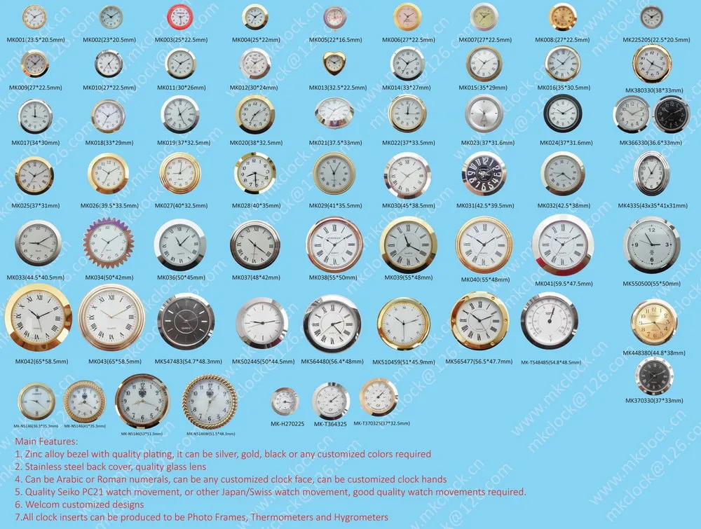 40mm Metal Casing Quartz Watch Movement Insert Clock Fit Up Clock ...