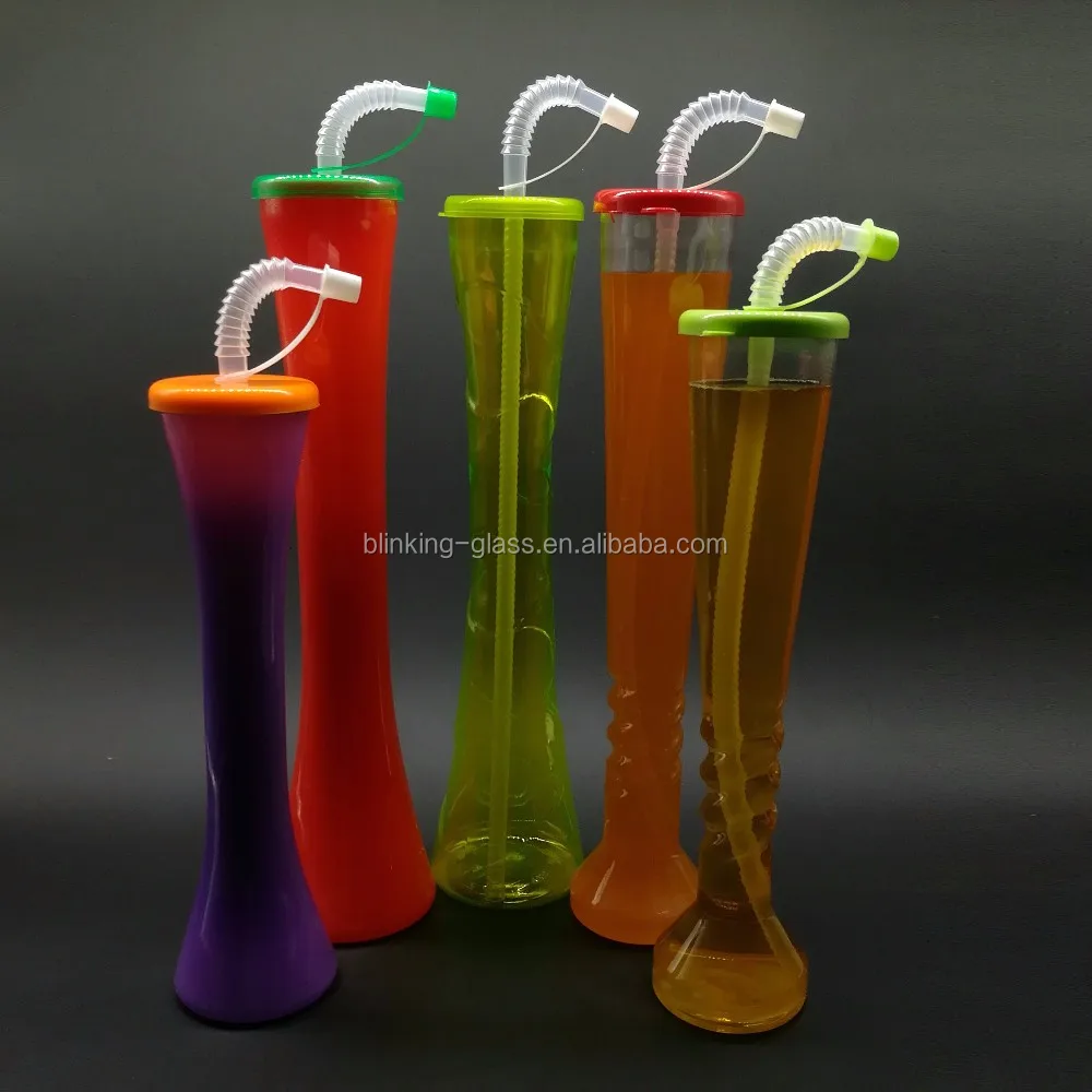 16OZ Plastic Slush Yard Cups with Straw - Perfect for Parties