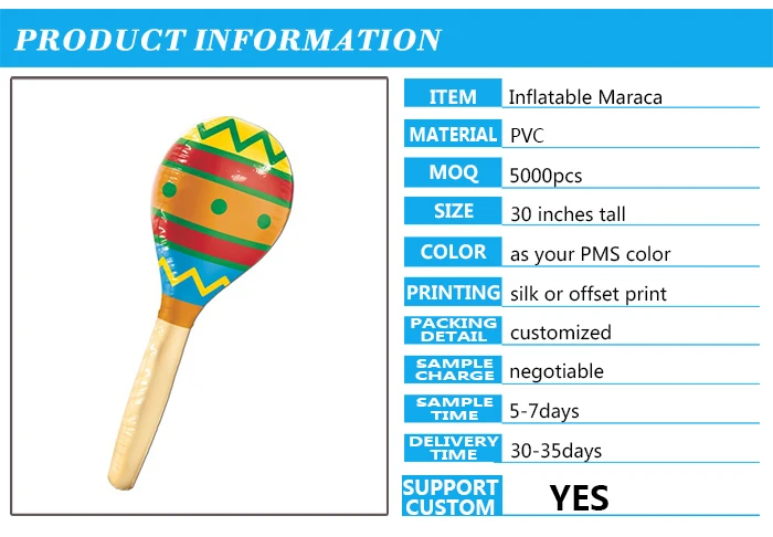 Promotional Customized Inflatable Maraca Plastic Maraca Baby Toy Cheap ...