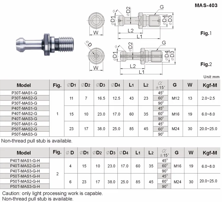 Mas Pull Studs for CNC Tool Holder Adaptor - Precision & Durability