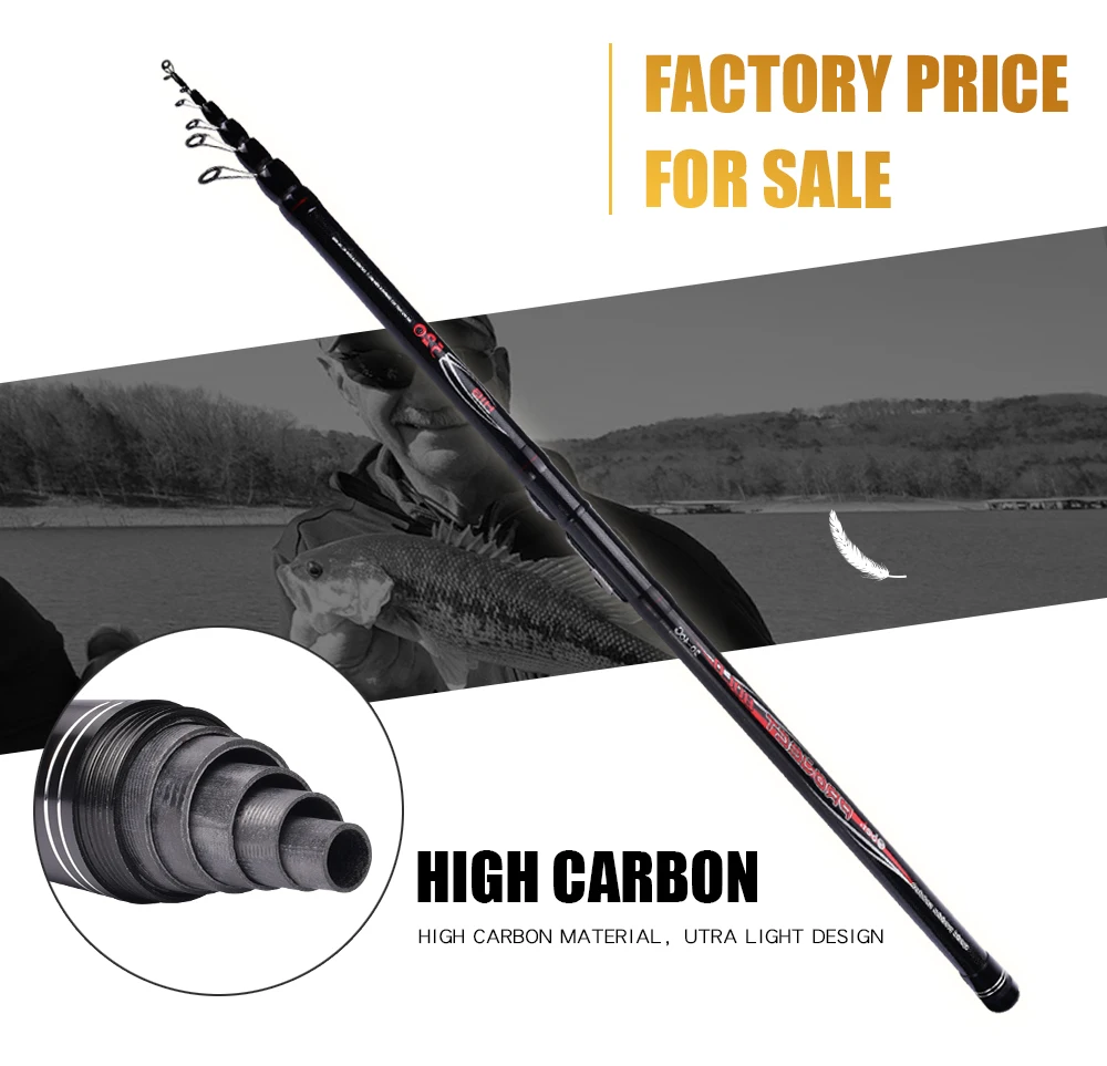 Carbon Bolognese Telescopic Fishing Rod 3.8/ 4.5 / 5.2 / 6.0m 20-40g ...