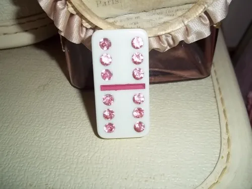 White and Pink Rhinestone Domino Set - Ideal Educational Toy for Age 14 ...