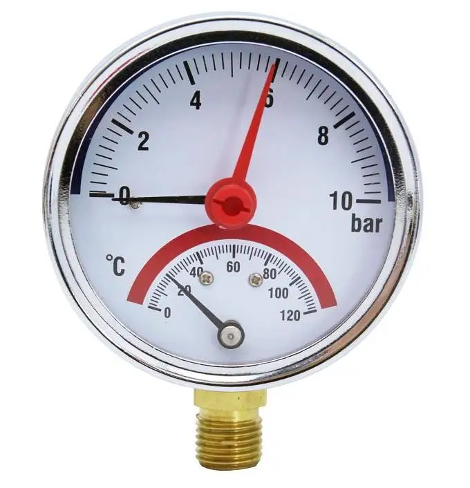 Dial Bimetal Hydraulic Pressure Gauge Manometer And Thermometer - Buy ...