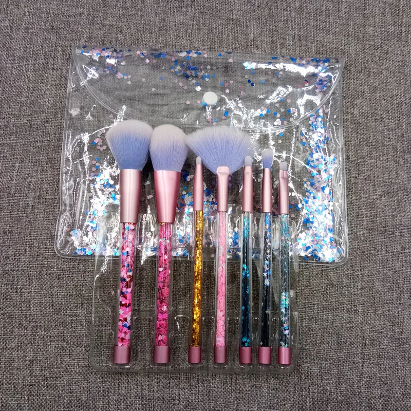 Professional 7 Pcs Glitter Makeup Brush Set No Liquid - Buy 7 Pcs Brush ...