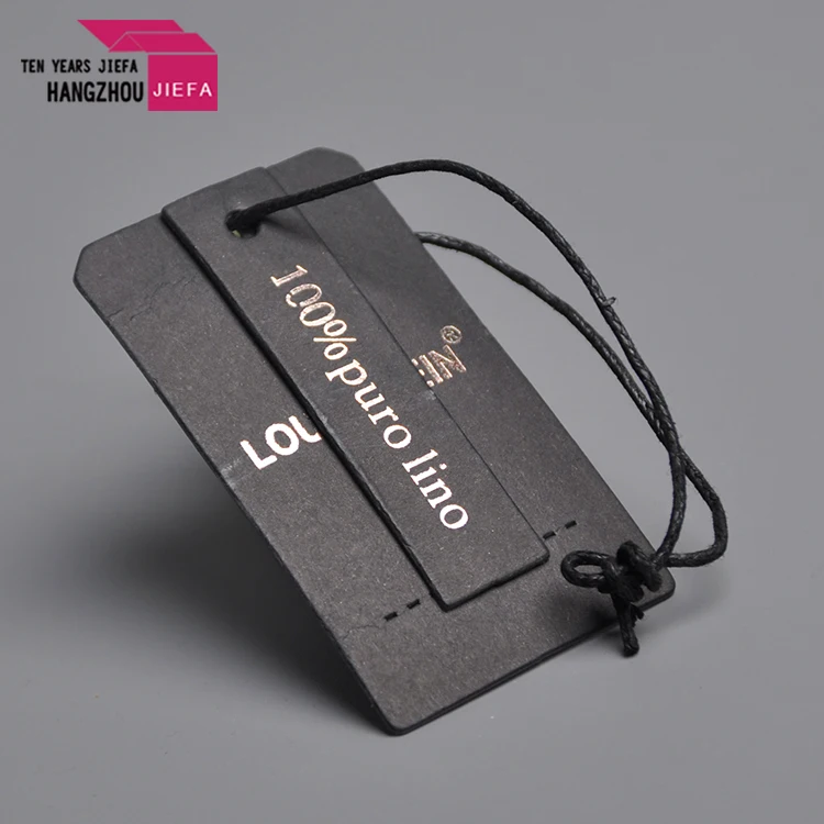Custom Logo Name Uv Printing Garment Black Cardboard Hang Tags With Wax ...