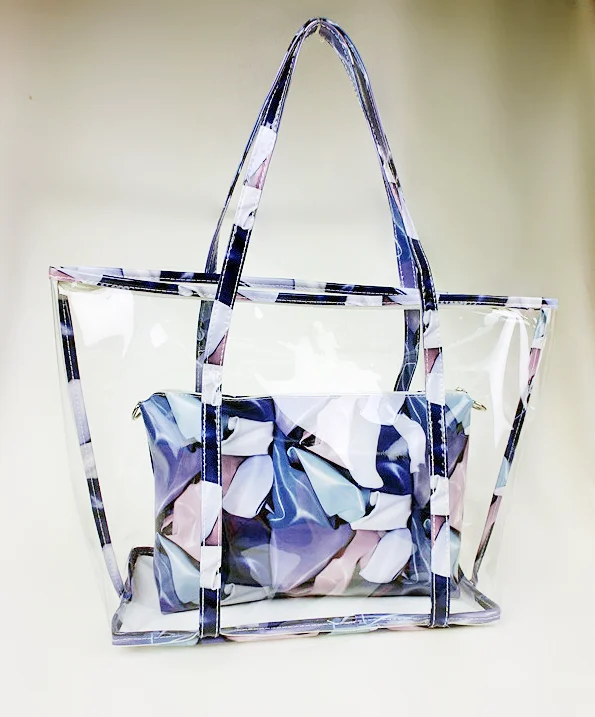 Hot Selling Clear Pvc Vinyl Print Beach Shoulder Tote Bag Fashion Fancy ...
