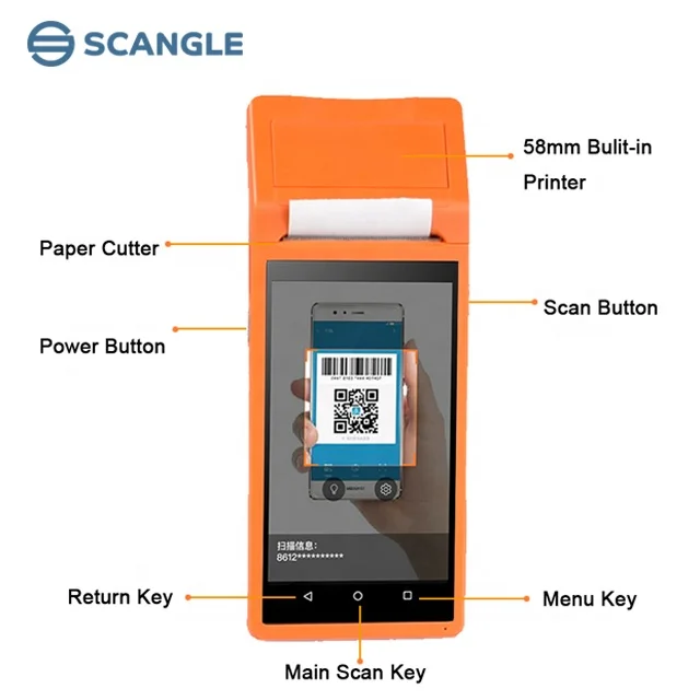 Scangle Portable Android Mobile Pos Terminal with NFC Reader