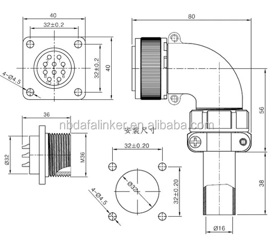 Right Angle 10pin Circular Connector - Buy 10pin Circular Connector ...