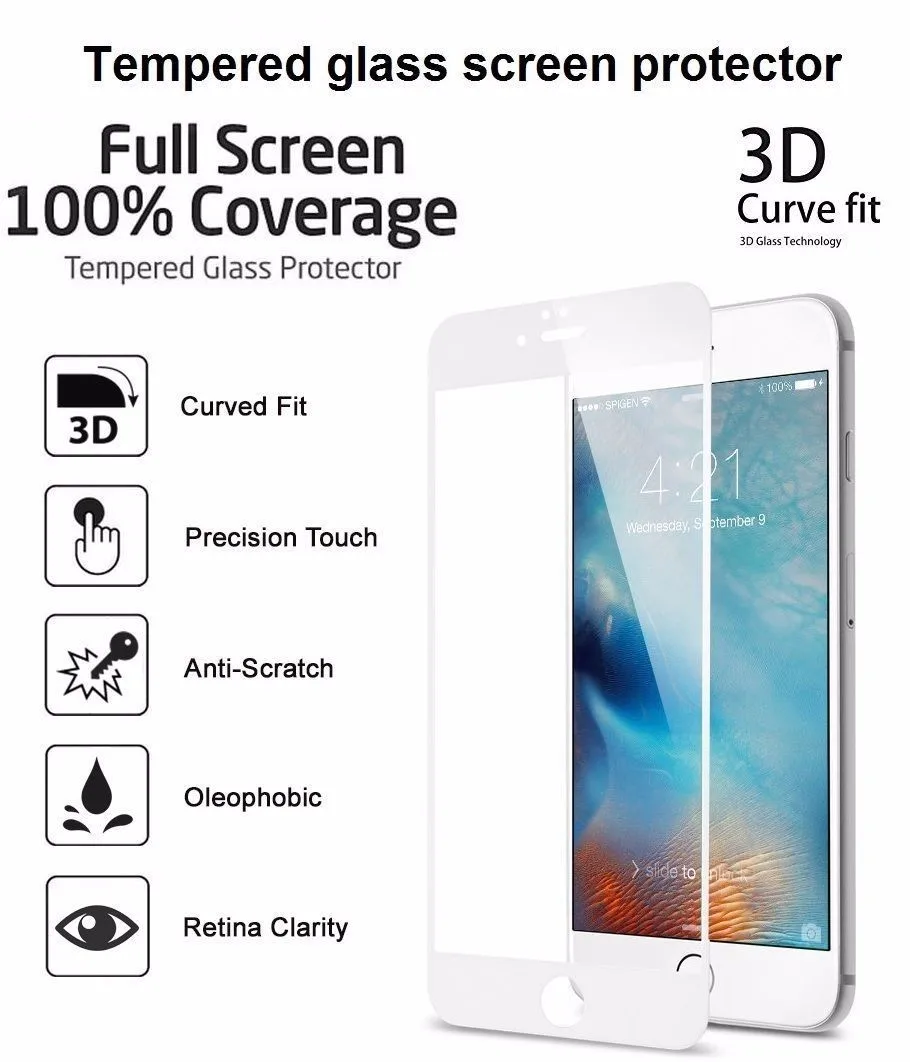 Mobile Phone 4d Tempered Glass Screen Protector For Iphone 8 - Buy ...